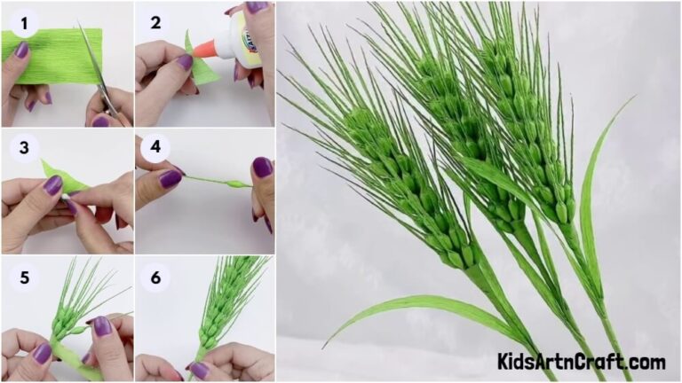Easy Wheat Craft Using Crepe Paper For Beginners - Kids Art & Craft