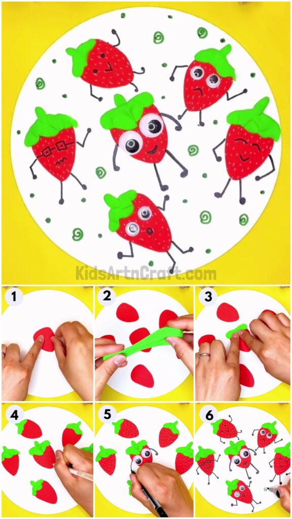Expression Strawberries Clay Craft Step-by-step Tutorial For Kids ...