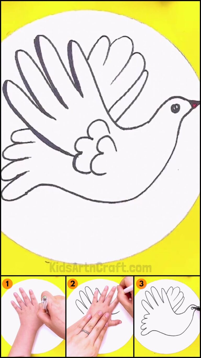 Flying Dove Drawing Art Tutorial For Beginners - Kids Art & Craft