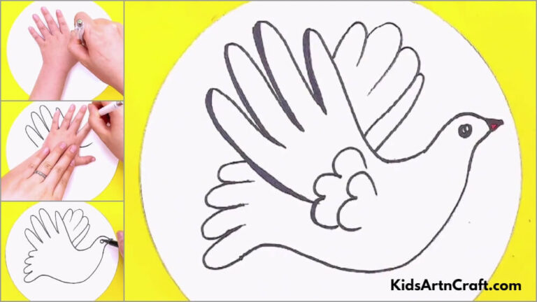 Flying Dove Drawing Art Tutorial For Beginners - Kids Art & Craft