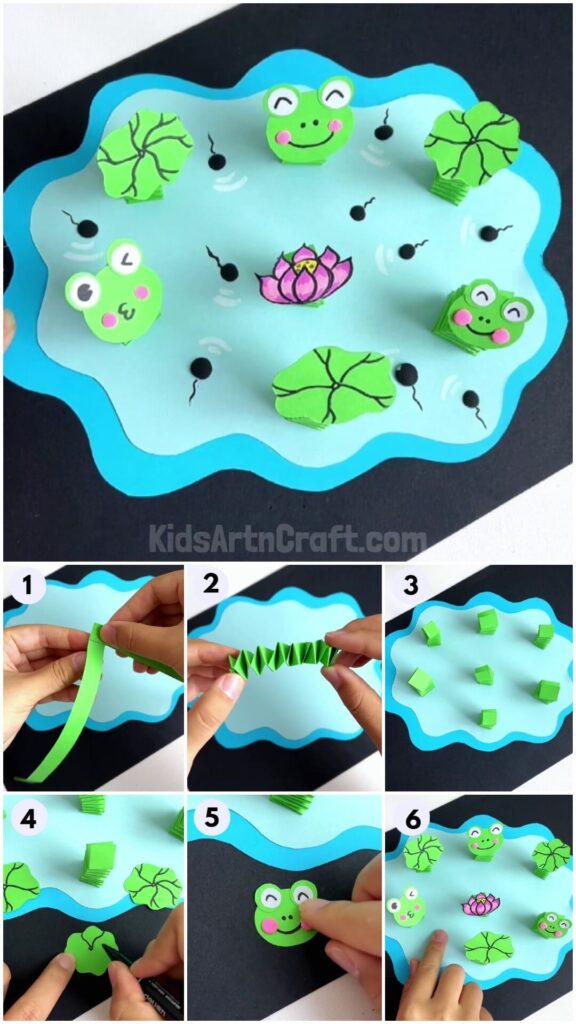 Easy Frog And Lotus Pond Paper Craft Tutorial For Beginners - Kids Art ...