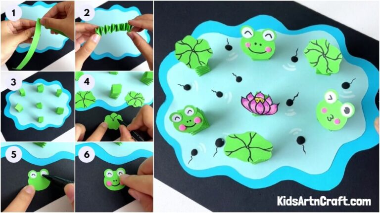 Easy Frog And Lotus Pond Paper Craft Tutorial For Beginners - Kids Art ...