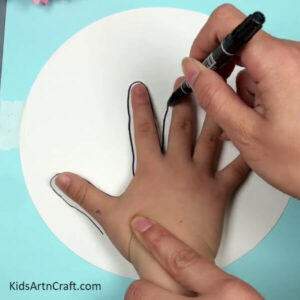 Hand Outline Cartoon Tree Drawing Tutorial For Kids - Kids Art & Craft