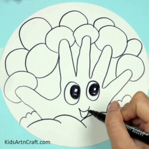 Hand Outline Cartoon Tree Drawing Tutorial For Kids - Kids Art & Craft