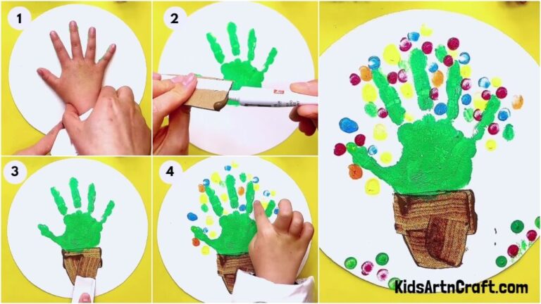 Handprint Plant Pot Painting Step by Step Instructions - Kids Art & Craft