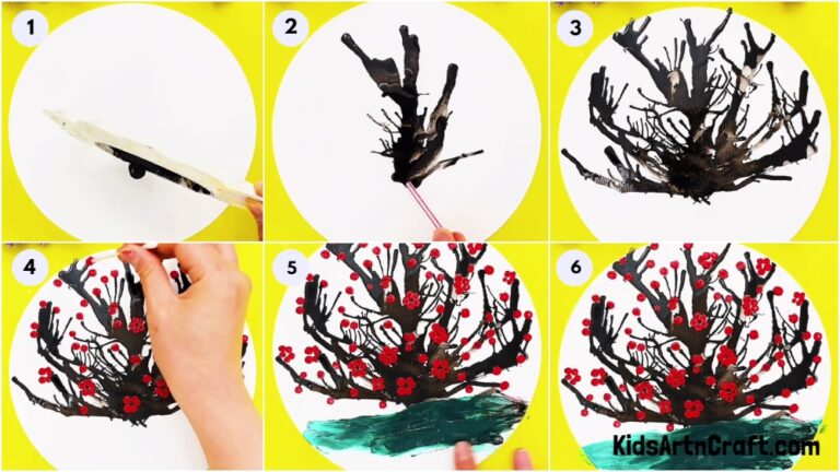 How To Make Shrub Plant Blow Painting Tutorial for Kids - Kids Art & Craft