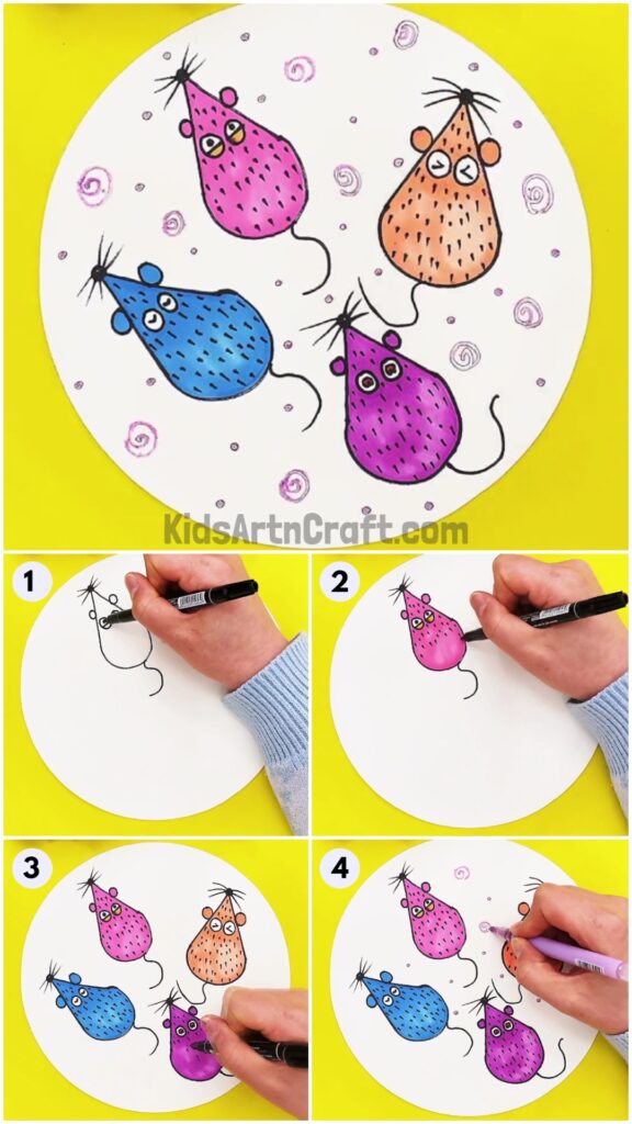 How To Draw A Cute Mouse Animal For Kids - Kids Art & Craft