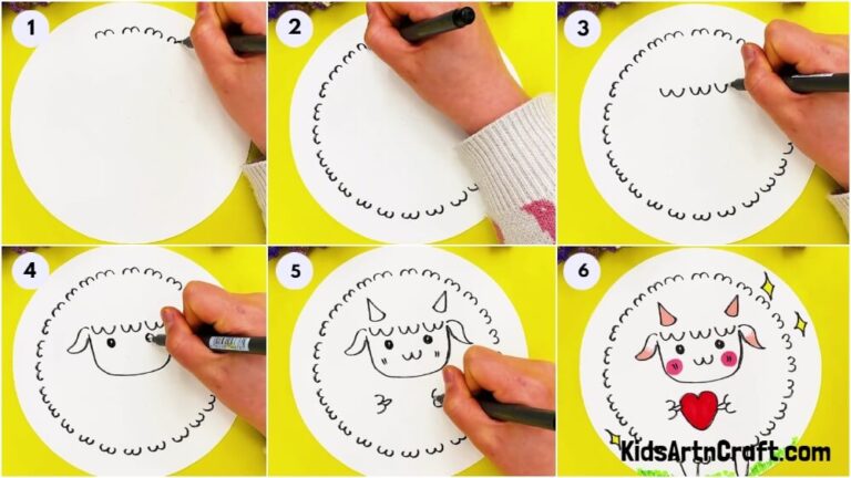 How to Draw a Sheep Step-by-Step Craft Tutorial for Kids - Kids Art & Craft