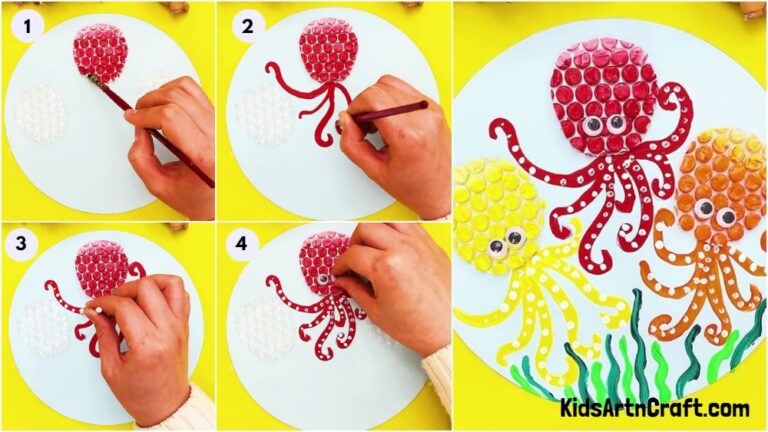 How to Make Bubble Wrap Octopus Craft Tutorial For Kids - Kids Art & Craft