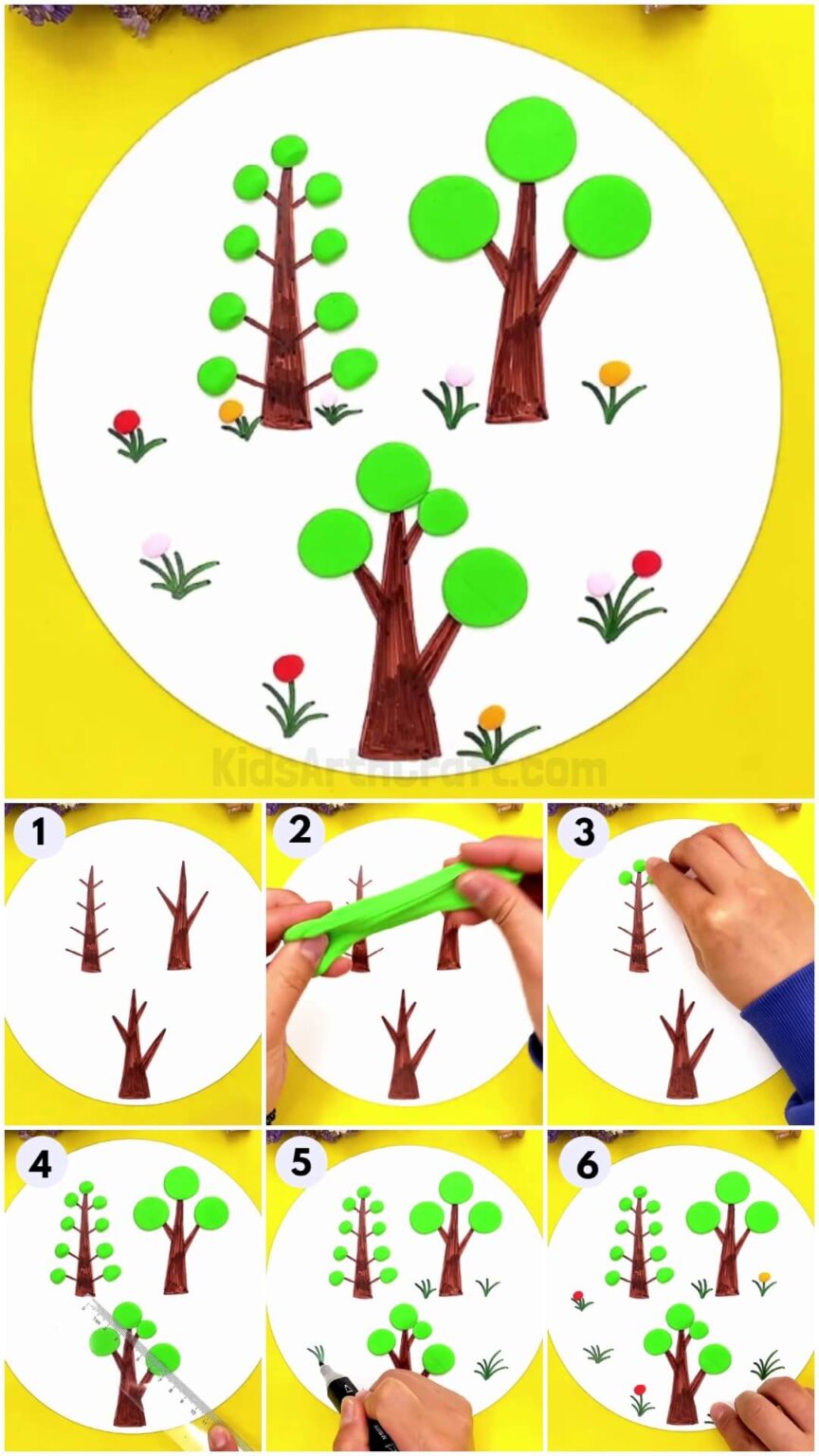 How to make Different Tree Using clay for kids - Kids Art & Craft
