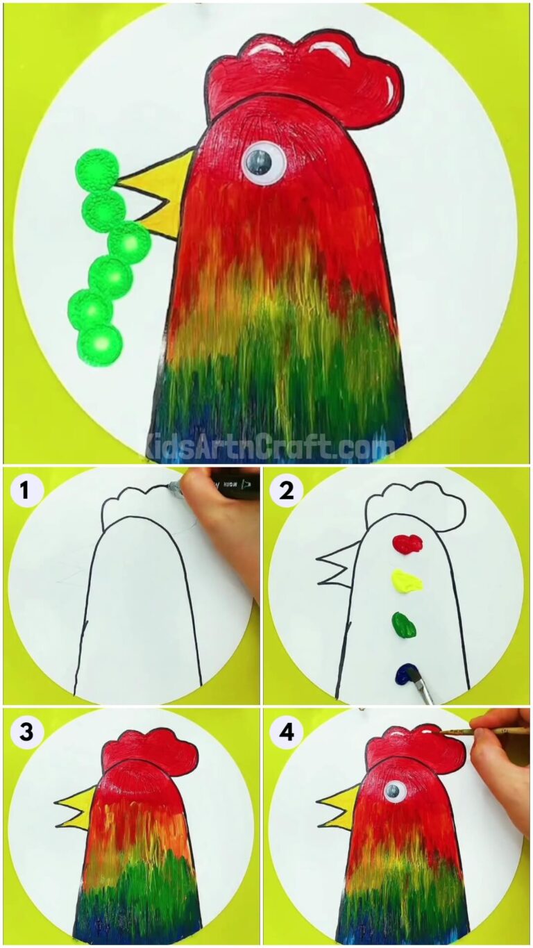 How To Make Hen Face Painting Instructions For Beginners - Kids Art & Craft