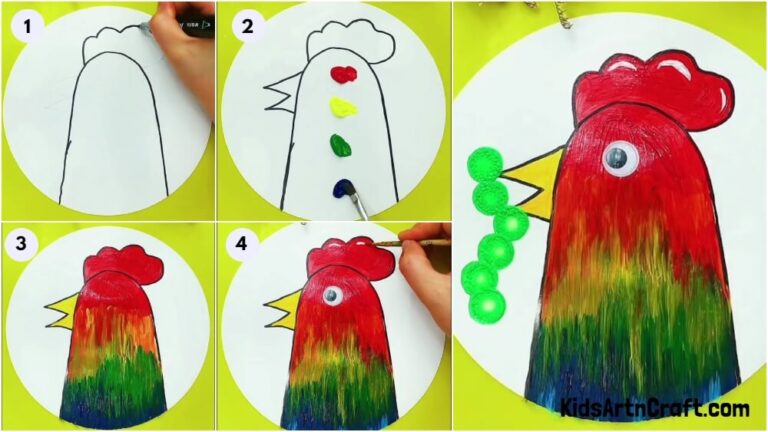 How To Make Hen Face Painting Instructions For Beginners - Kids Art & Craft