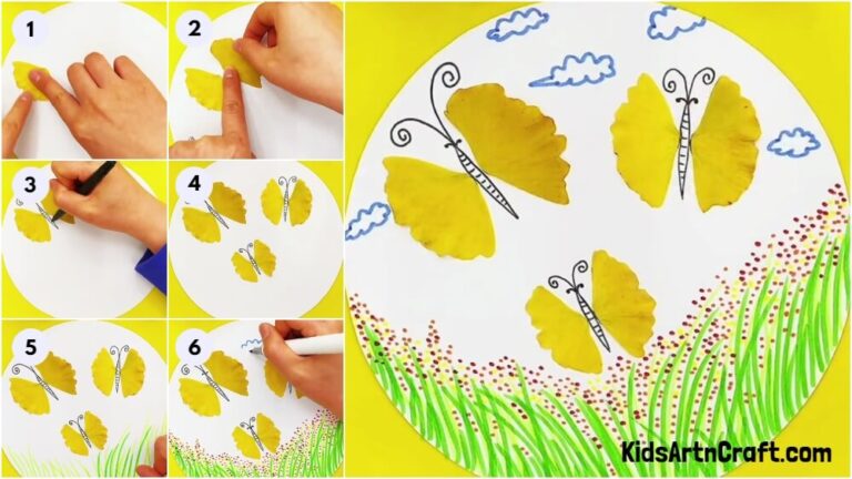 How To Make Leaf Butterflies Art Tutorial For Kids - Kids Art & Craft