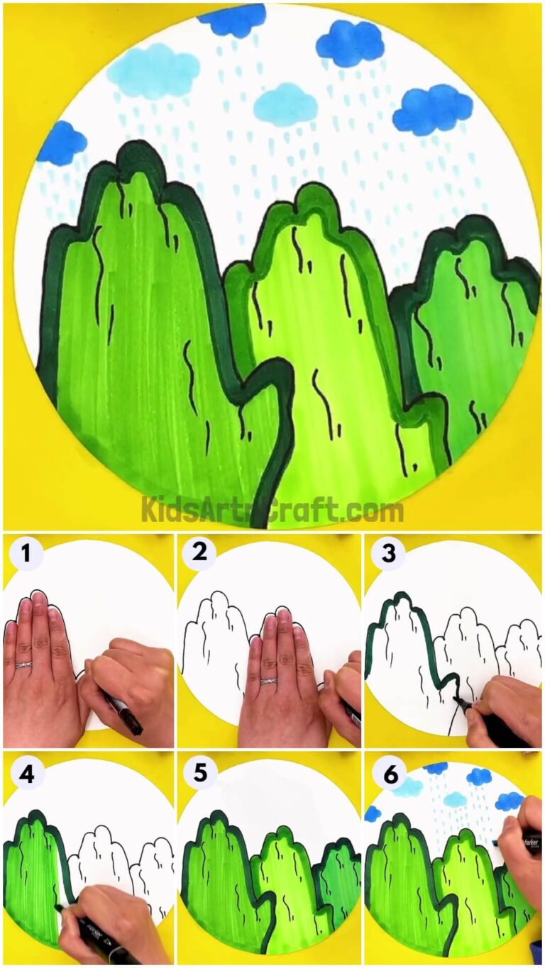 How To Make Mountain Scenery Drawing For Kids Tutorial - Kids Art & Craft