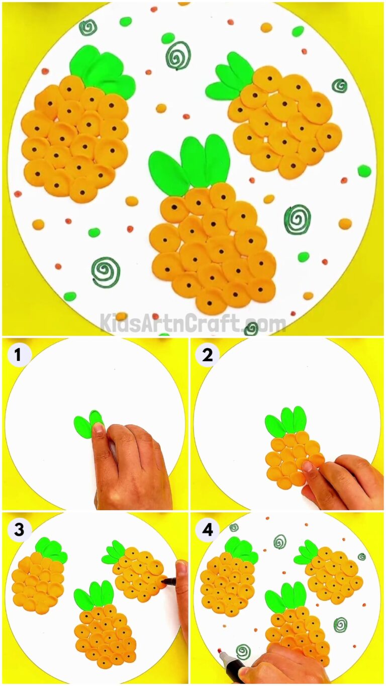 How To Make Pineapples Craft Using Colored Clay Idea - Kids Art & Craft