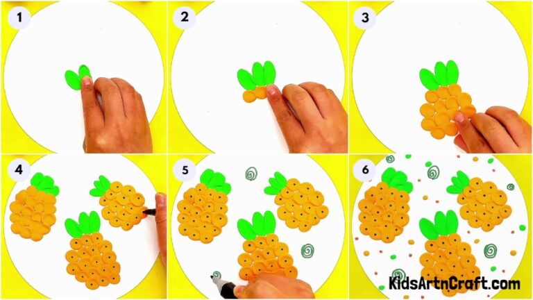 How To Make Pineapples Craft Using Colored Clay Idea - Kids Art & Craft