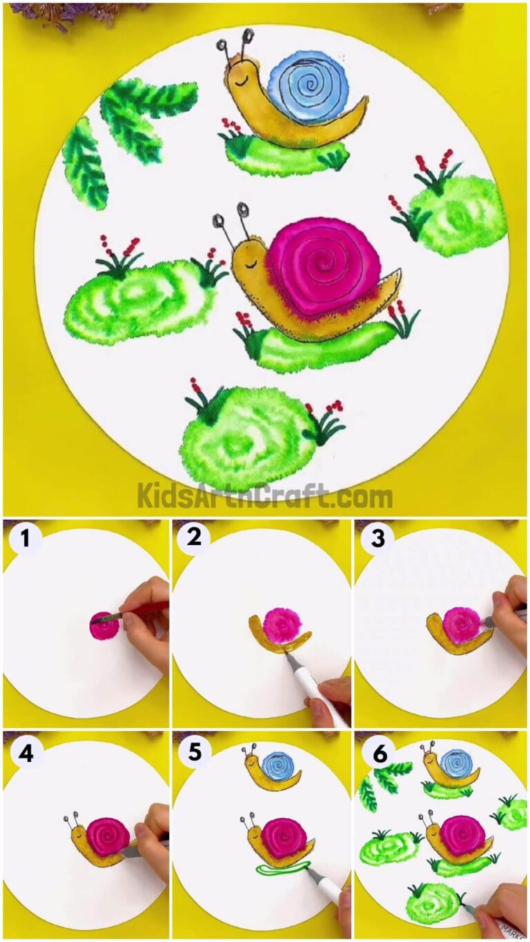 How To Make Snails Scenery Sketch Pen Painting Tutorial For Kids - Kids ...