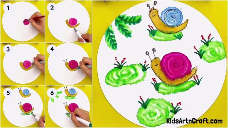 How To Make Snails Scenery Sketch Pen Painting Tutorial For Kids - Kids ...