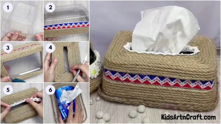 Jute Thread Decoration Tissue Box Craft Step by Step Tutorial - Kids ...