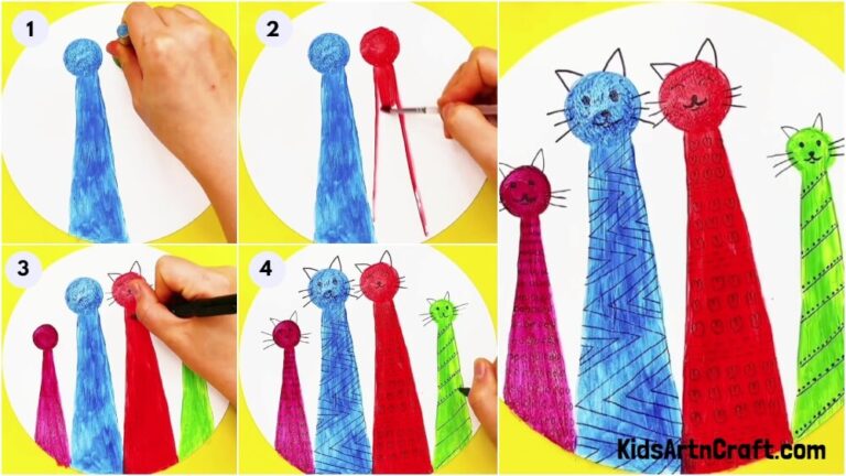 Kitties Painting Unique Art Tutorial For Beginners - Kids Art & Craft