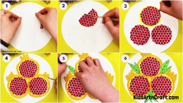 Learn to make Bubble Wrap Printed Pomegranate Craft - Kids Art & Craft