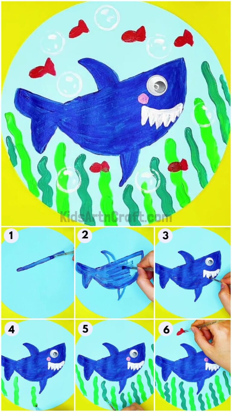 Learn To Make Shark Painting Step-by-step Tutorial - Kids Art & Craft
