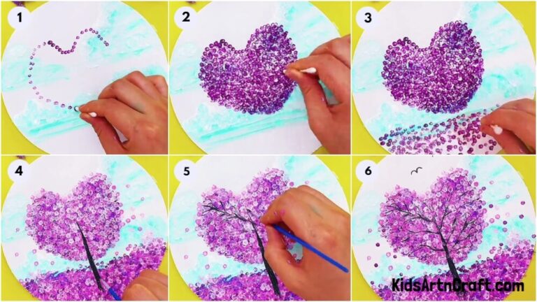 Love Cherry Blossom Tree Painting Tutorial For Kids - Kids Art & Craft