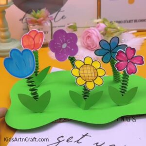 Lovely Paper Flowers Garden Craft Step by Step Tutorial - Kids Art & Craft