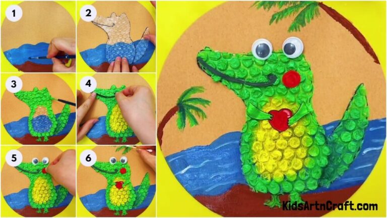 How to Make Crocodile Craft Using Bubble Wrap Idea - Kids Art & Craft