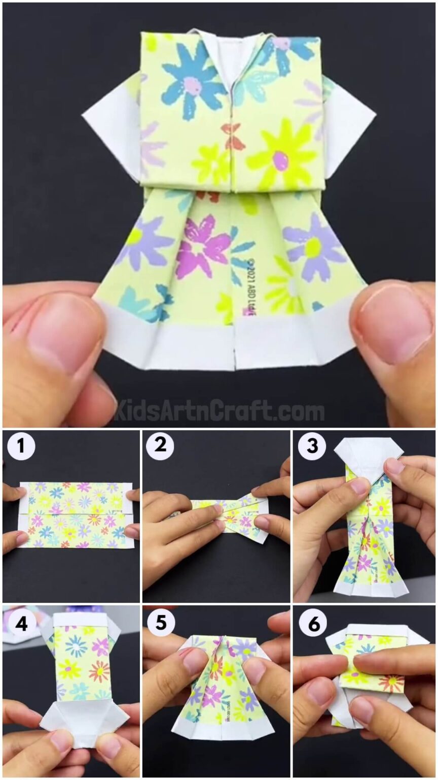 Mini Skirt Dress Origami Paper Craft Tutorial - Kids Art & Craft