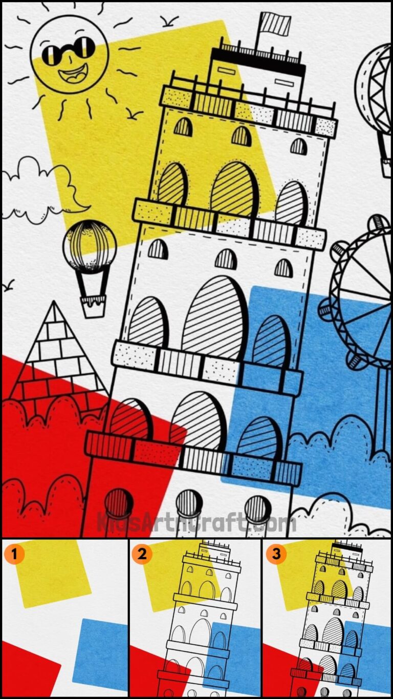 Modern Landscape Illustration Drawing Tutorial For Kids Kids Art Craft