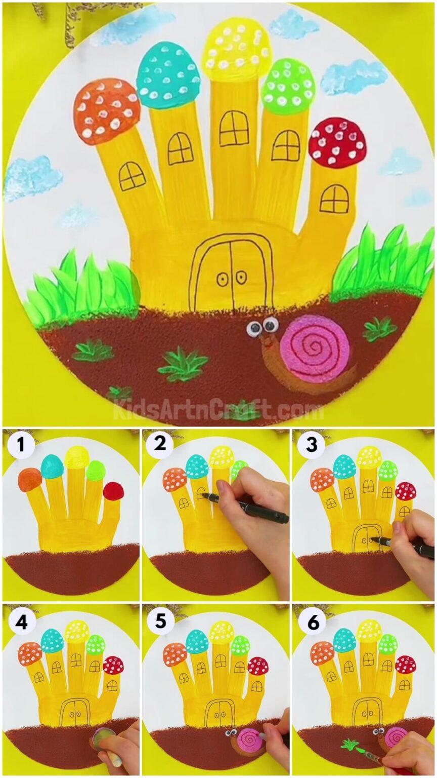 Mushroom House Fantasy Painting Idea For Beginners - Kids Art & Craft