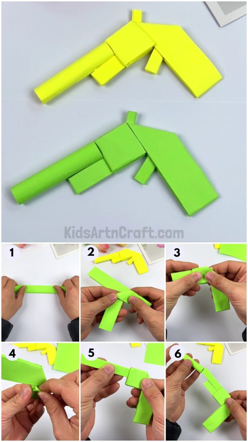 Easy Paper Gun Toy Craft For Kids Tutorial - Kids Art & Craft