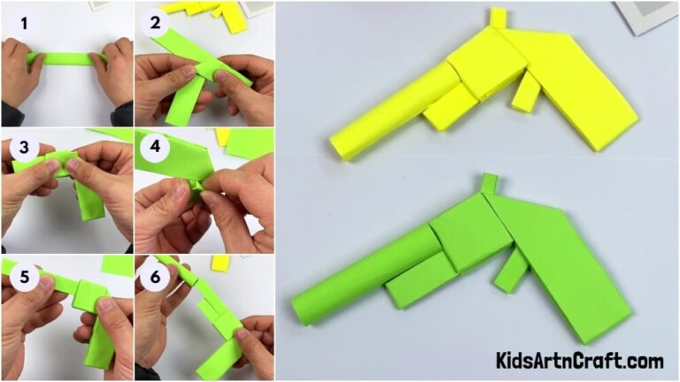 Easy Paper Gun Toy Craft For Kids Tutorial - Kids Art & Craft