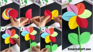 Colorful Pin Wheel-shaped Flower Craft Tutorial For Beginners - Kids ...
