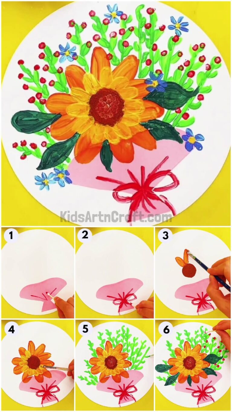 Pretty Flower Bouquet Painting Artwork Tutorial - Kids Art & Craft