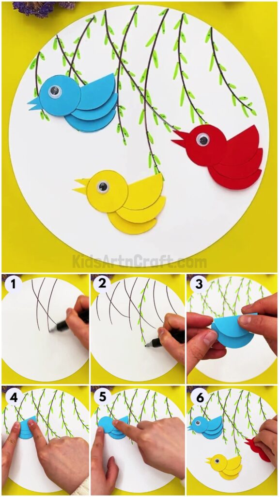 Pretty Paper Flying Birds Craft Step-by-step Tutorial For Kids - Kids ...