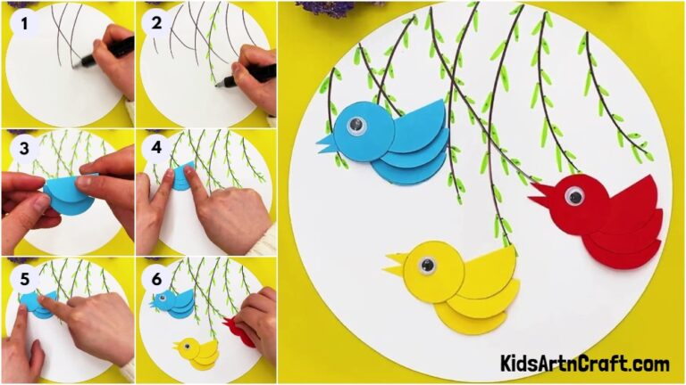 Pretty Paper Flying Birds Craft Step-by-step Tutorial For Kids - Kids ...