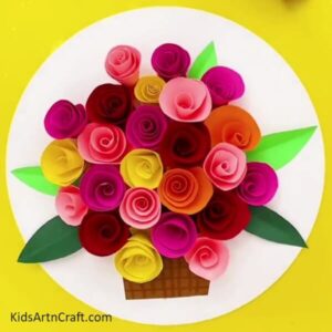 Pretty Roses Flower Pot Paper Craft Idea For Beginners - Kids Art & Craft