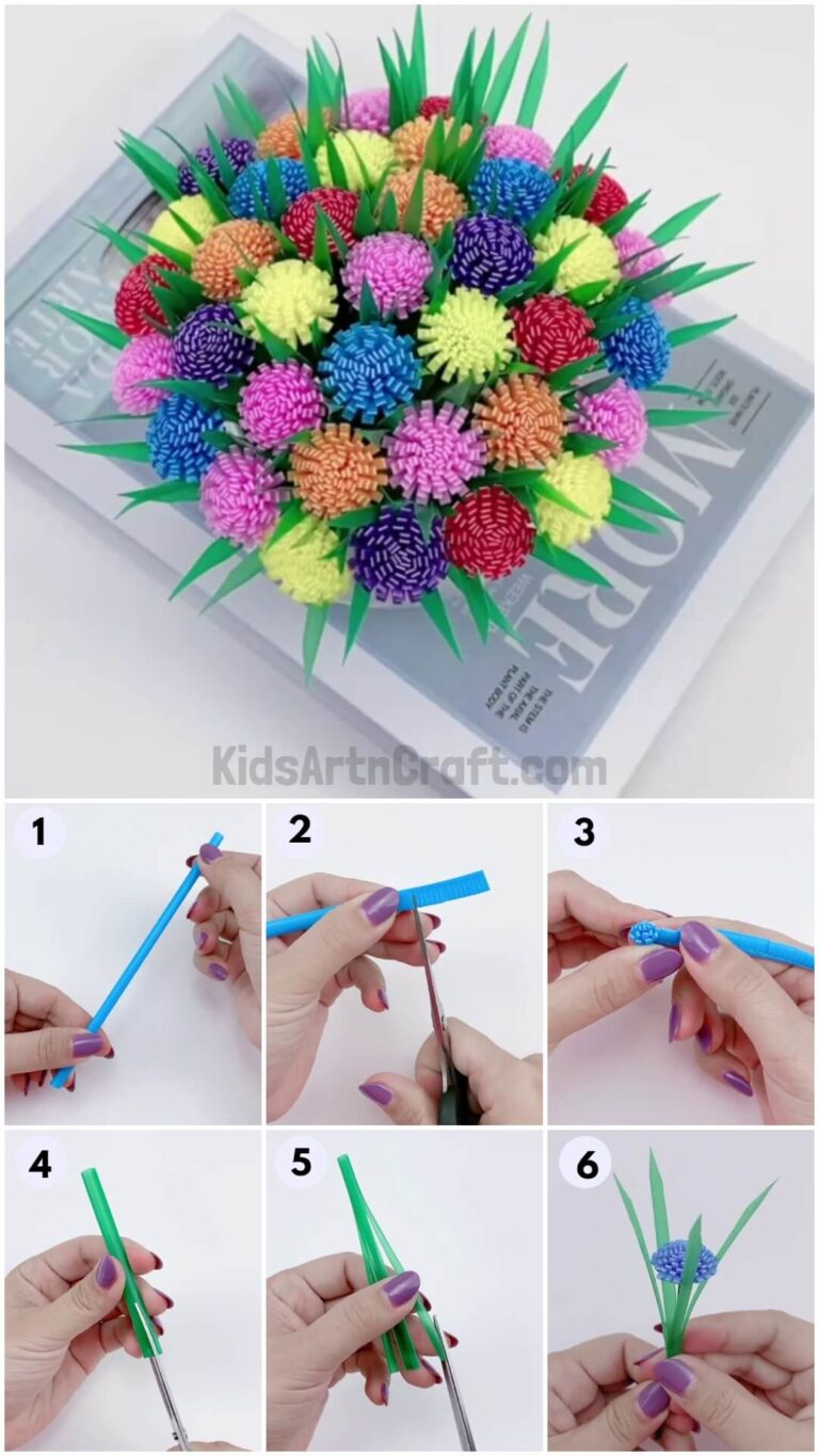 Pretty Straw Flower Bouquet Craft Tutorial For Kids - Kids Art & Craft