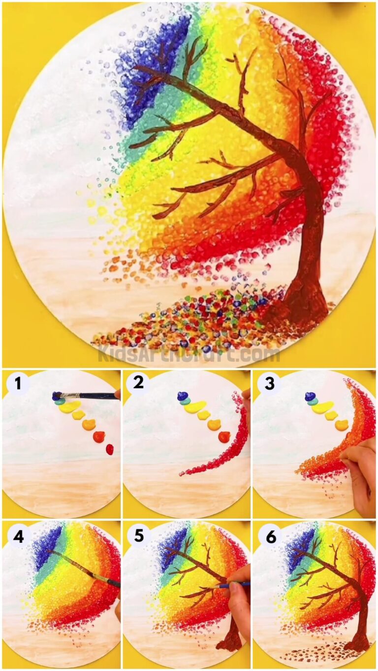 Rainbow Tree Beautiful Painting Tutorial For Beginners - Kids Art & Craft