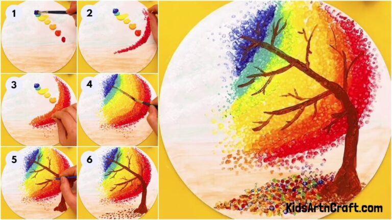 Rainbow Tree Beautiful Painting Tutorial For Beginners - Kids Art & Craft