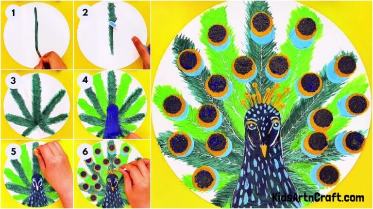 Realistic Peacock Painting Idea Step-by-step Instructions - Kids Art ...