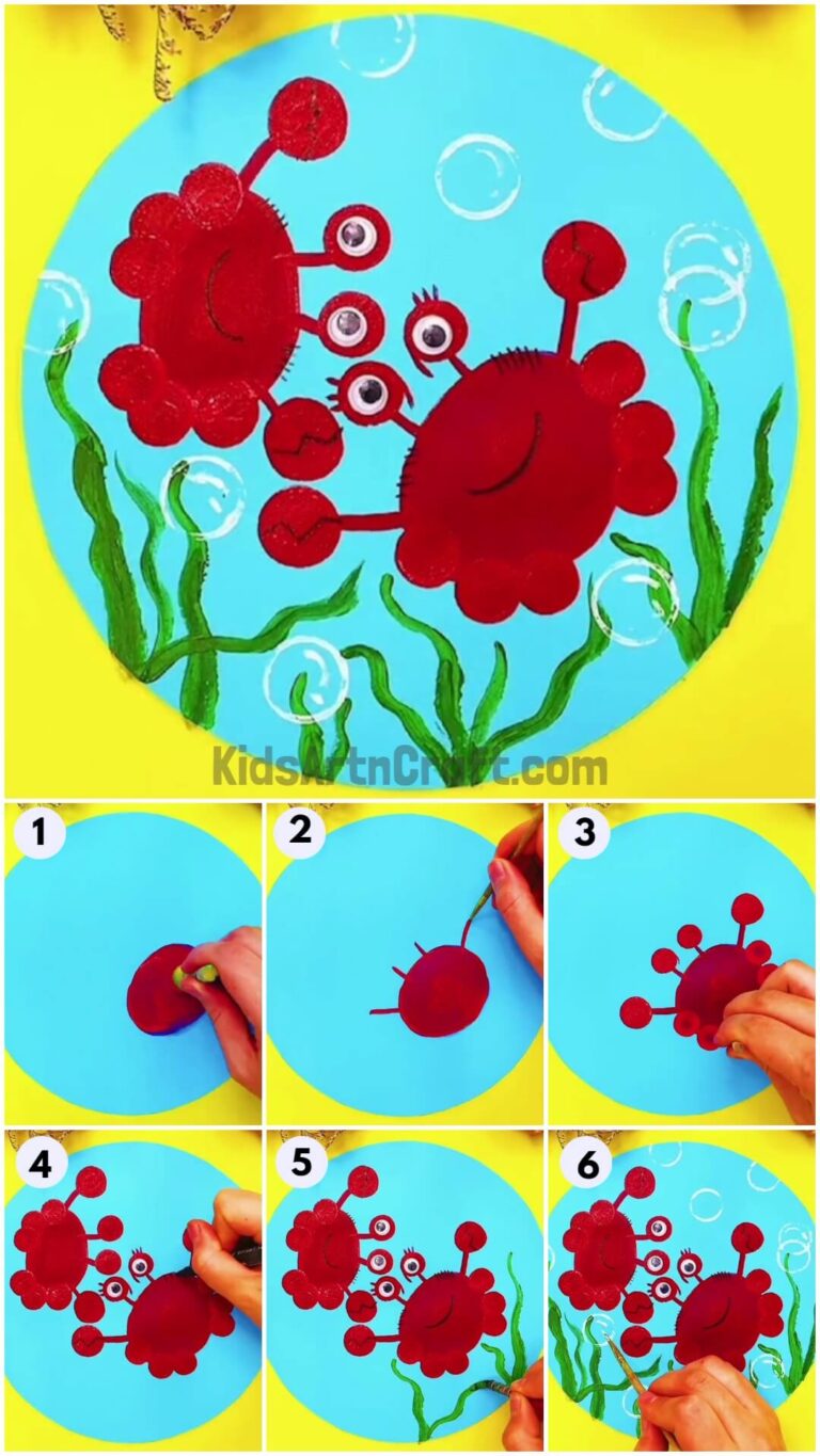 Red Crabs Underwater Painting Step by Step Tutorial For Kids - Kids Art ...