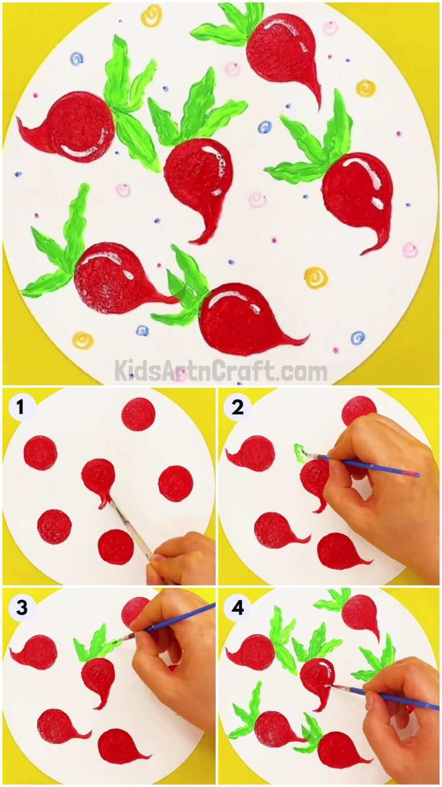 Red Turnip Painting Artwork Step by Step Tutorial - Kids Art & Craft