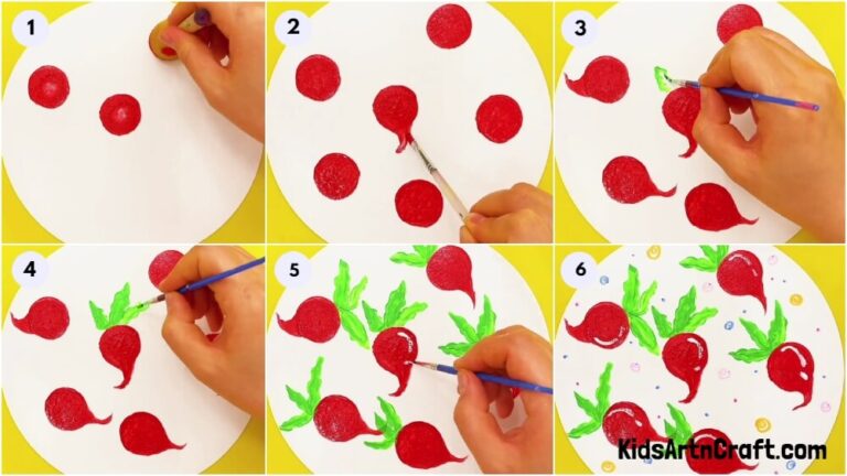 Red Turnip Painting Artwork Step by Step Tutorial - Kids Art & Craft