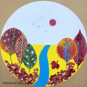 River Landscape Fall Leaves Craft Tutorial - Kids Art & Craft