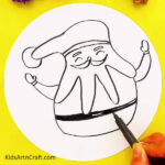 Santa Drawing From Hand Outline Step by Step Tutorial - Kids Art & Craft