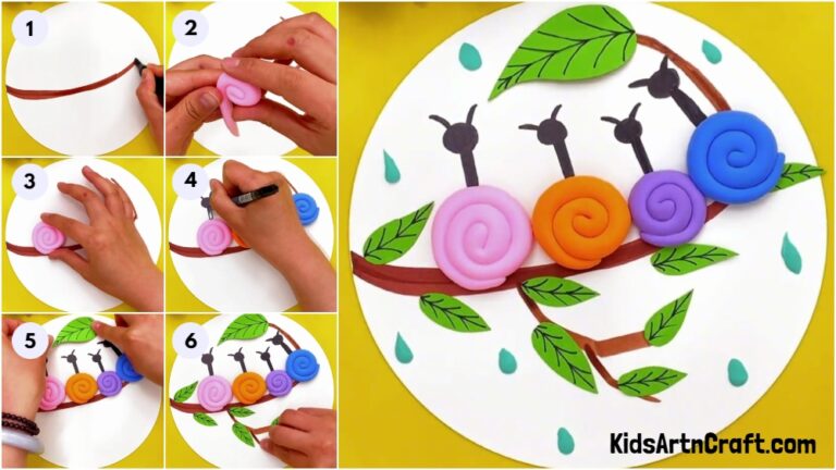 Snails Over Tree Branch Clay-Paper Craft For Kids - Kids Art & Craft