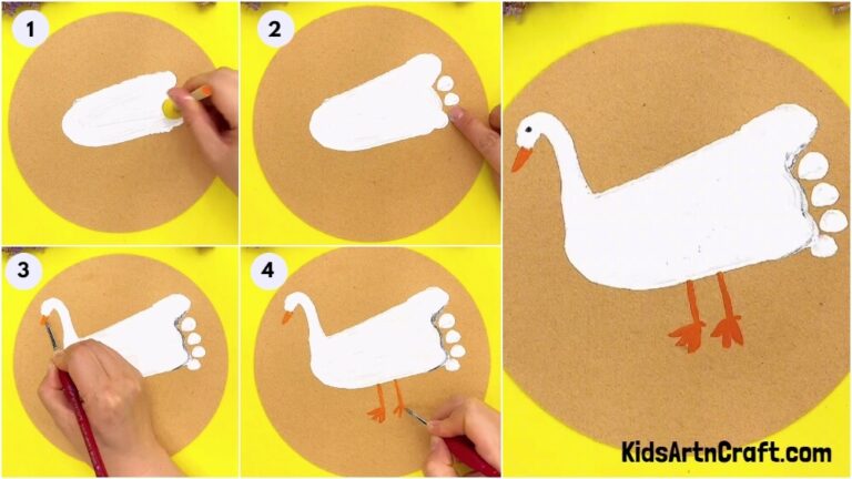 Swan Footprint Painting Artwork Tutorial For Beginners - Kids Art & Craft